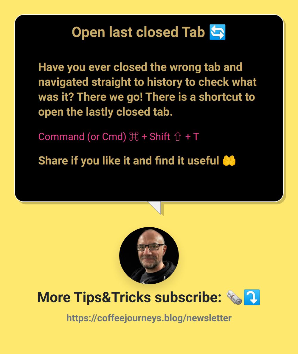 ReOpen last closed Tab 🔄 - Coffee Journeys